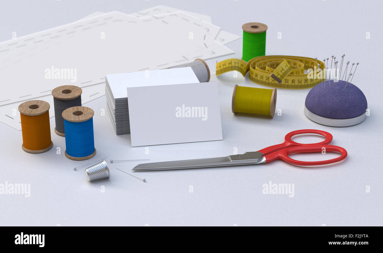 Sewing tools, Tailor kit, mockup Stock Photo - Alamy