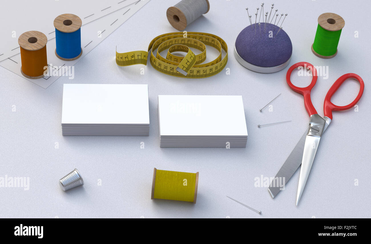 Sewing tools, Tailor kit, mockup Stock Photo - Alamy
