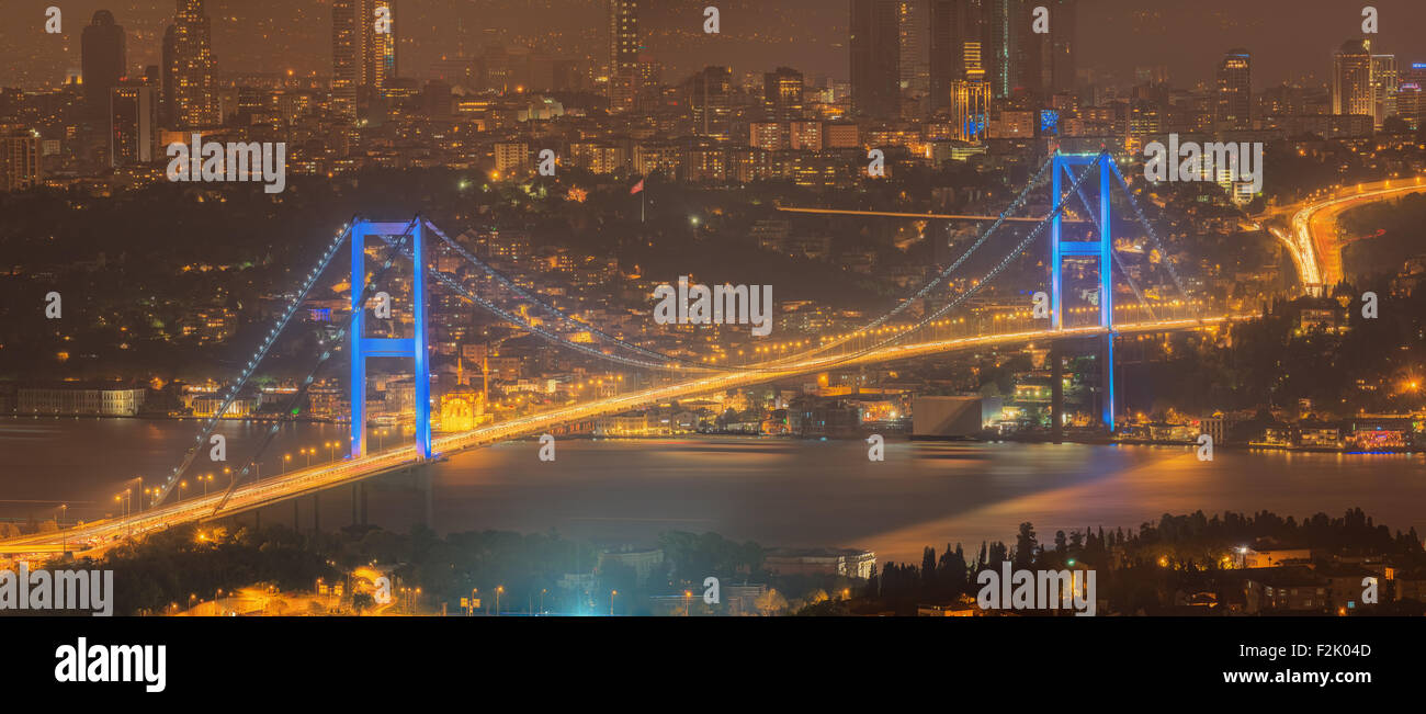 View of Bosphorus bridge at night Istanbul, Turkey Stock Photo - Alamy