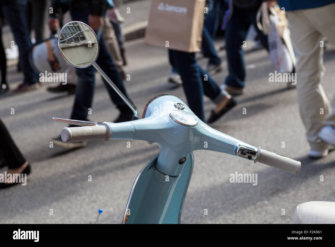Handle bar of Vespa, Italian scooter on the street Stock Photo - Alamy