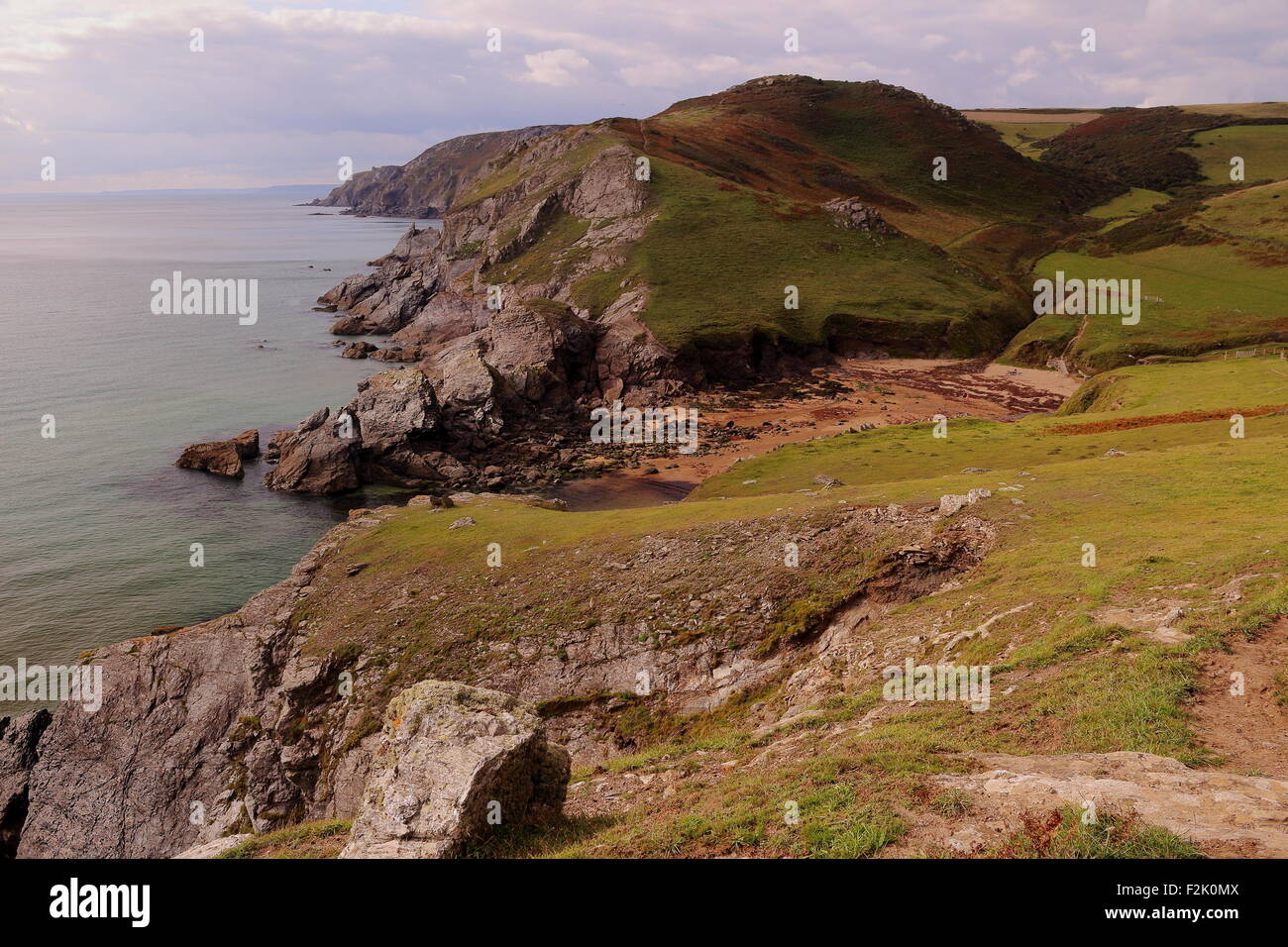 National Trust coastal walk, Bolberry Down, South Devonshire coast ...