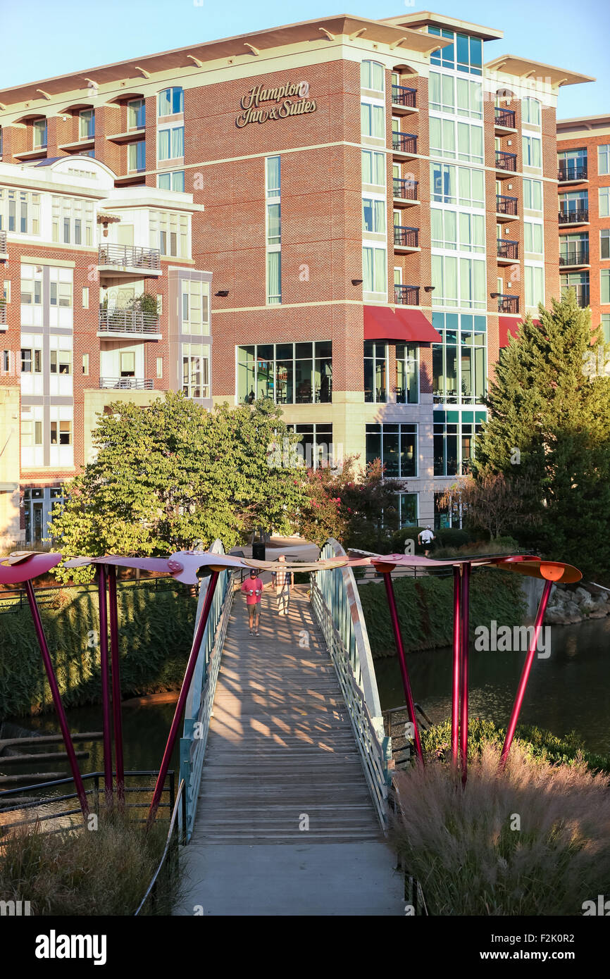 River Place bridge and artwork Paradigm Pathway at Art Crossing over ...
