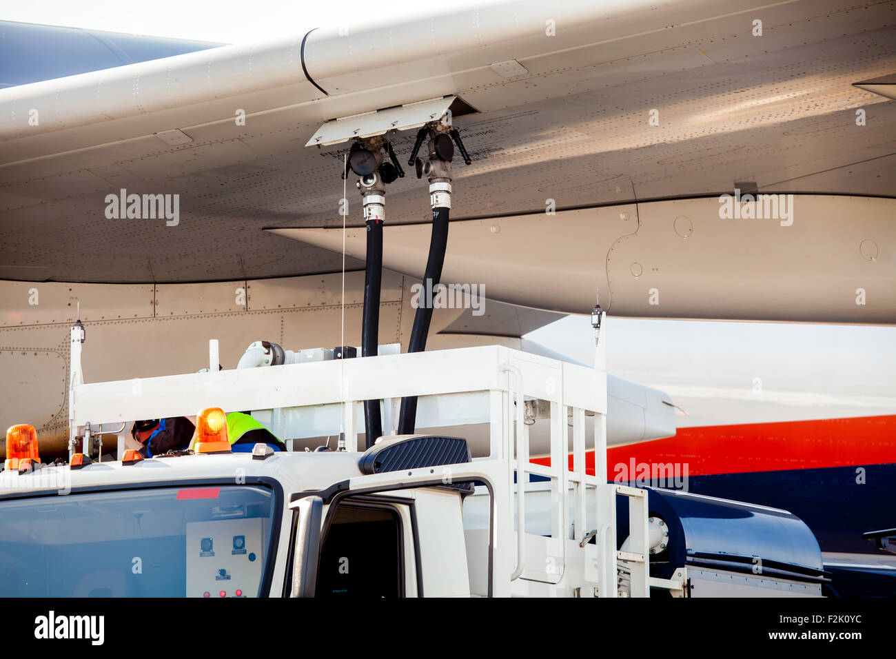 Process of aircraft (airplane) refueling closeup Stock Photo - Alamy