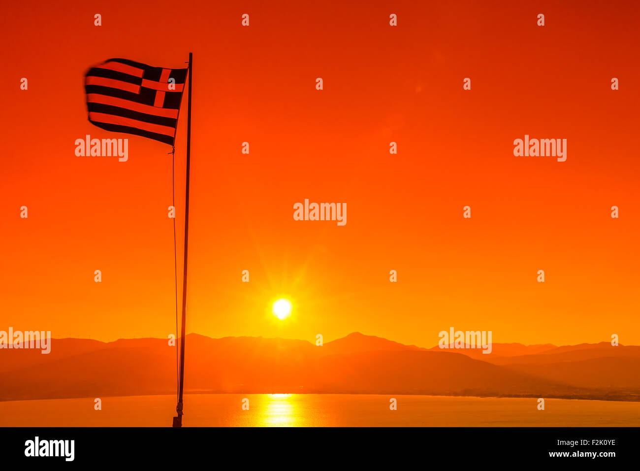 Sunset greek flag hi-res stock photography and images - Alamy