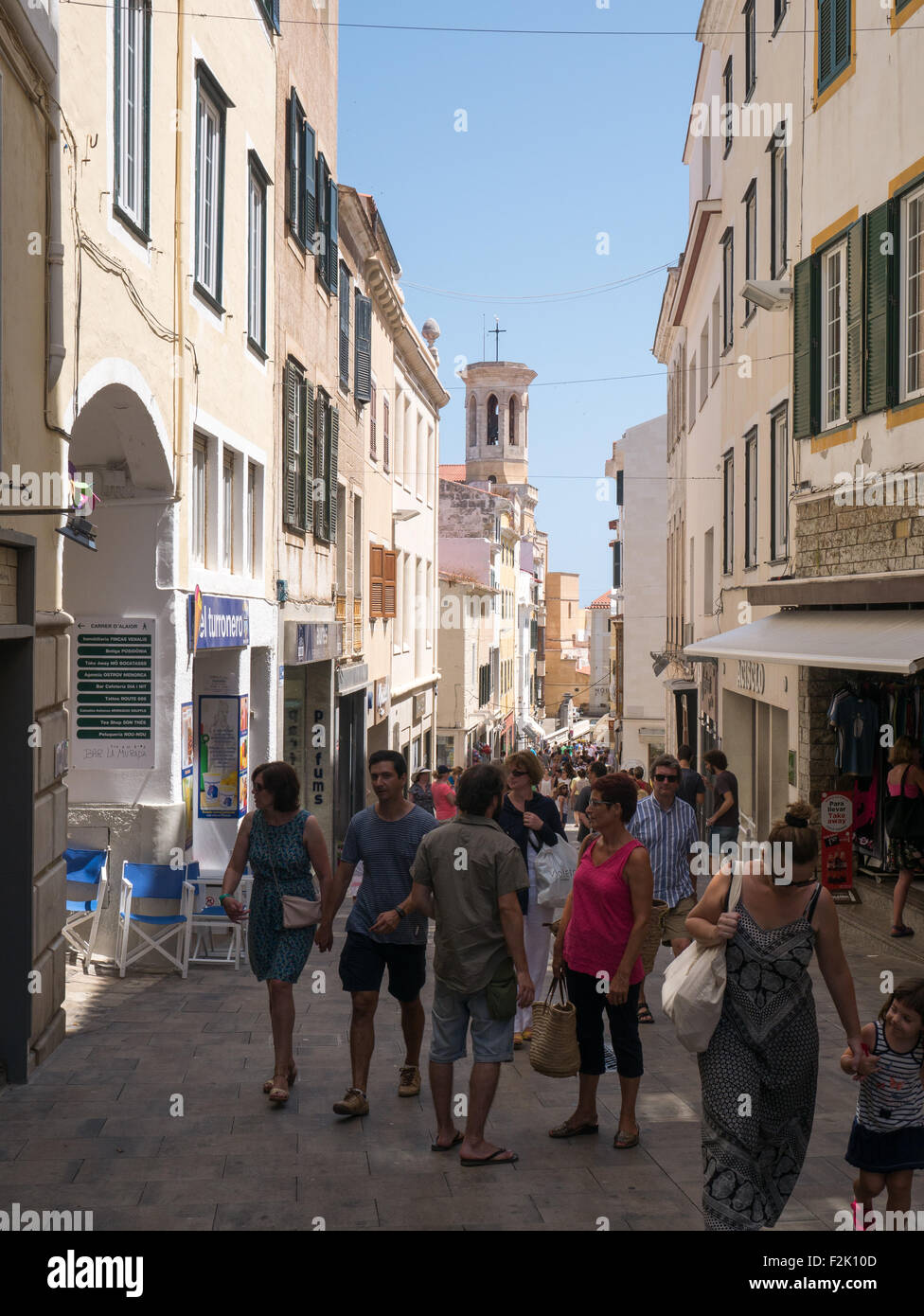 Traditional town centre street in Mahon, Menorca Stock Photo - Alamy