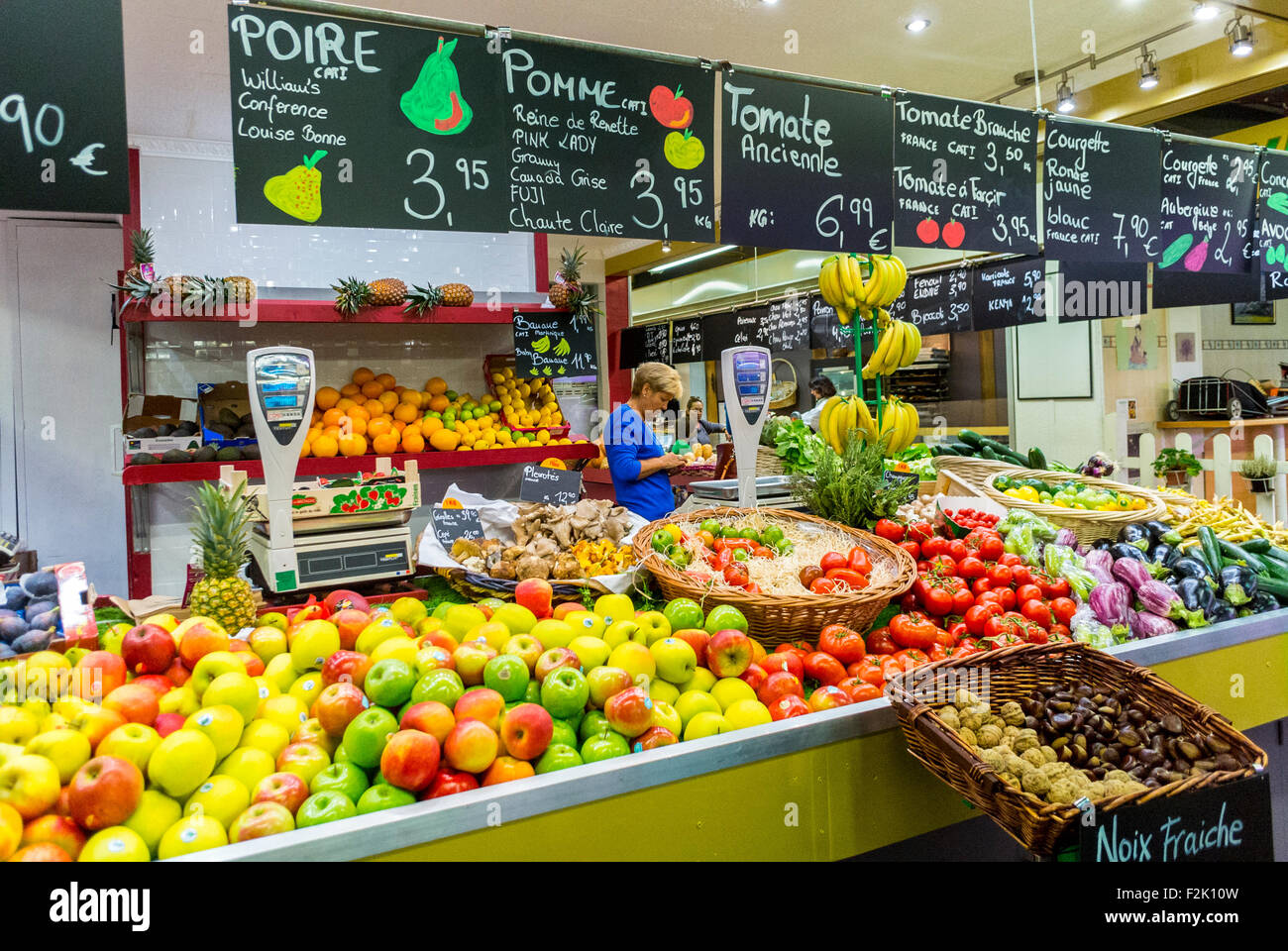 Paris, France, Take Away Food on Display at Fruit and Vegetable Stall ...