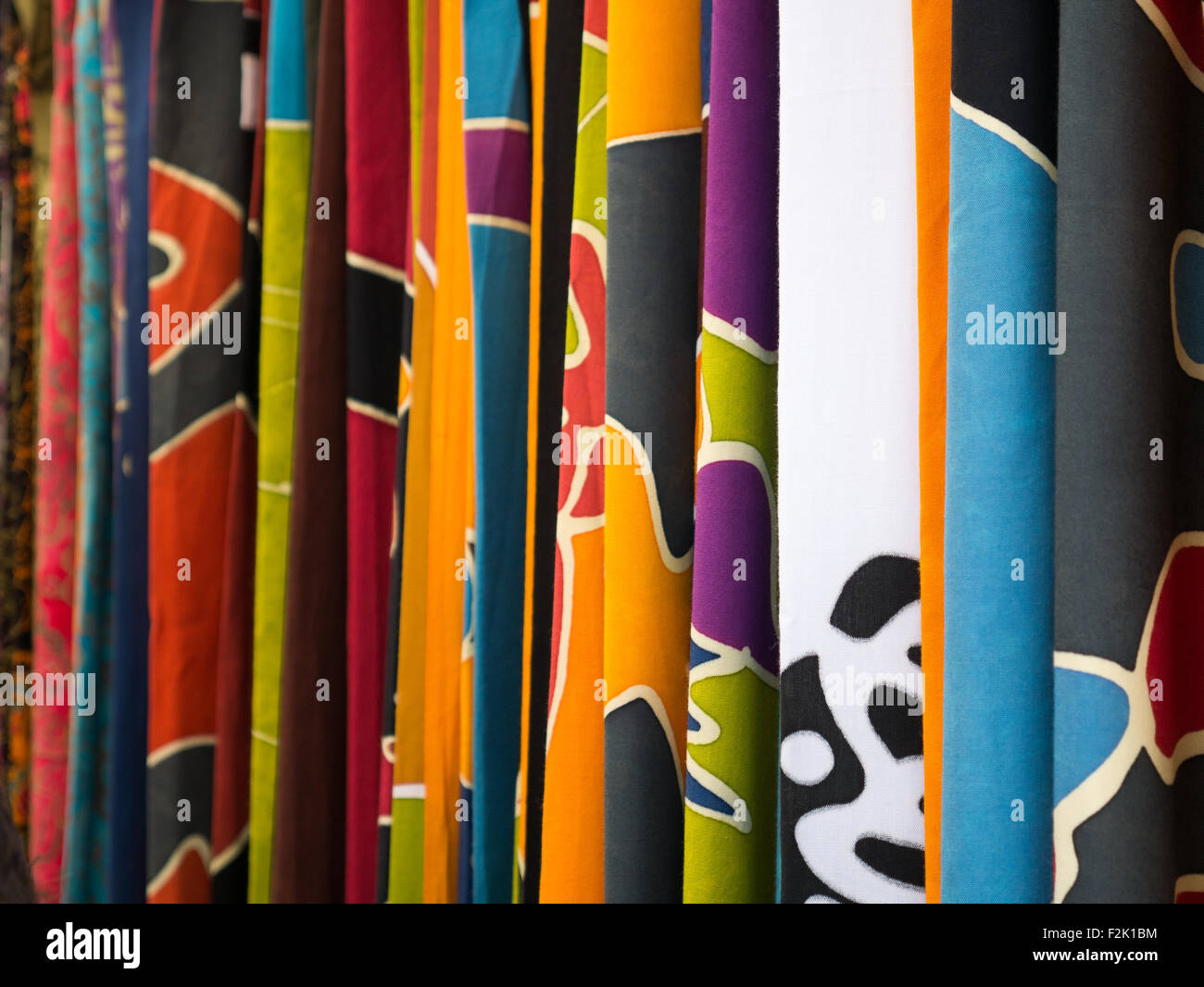 Textiles on display at outdoor market Stock Photo - Alamy