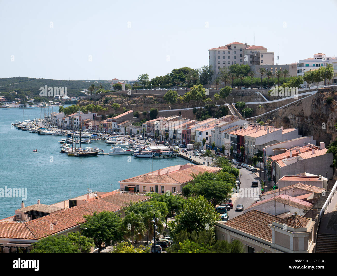 Mahon harbour waterfront, Menorca Stock Photo - Alamy