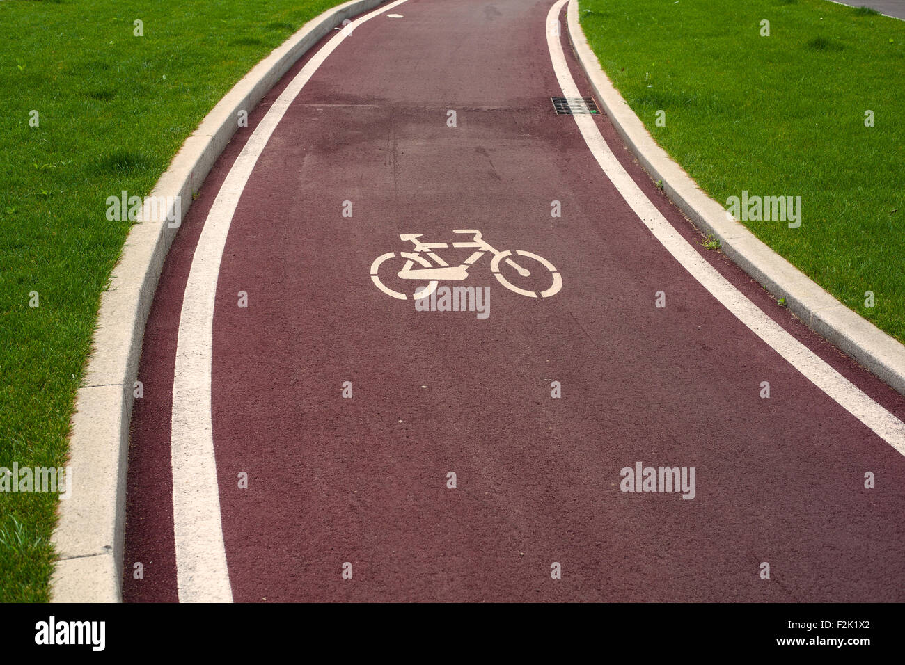 View of new bike path in Milan Stock Photo - Alamy