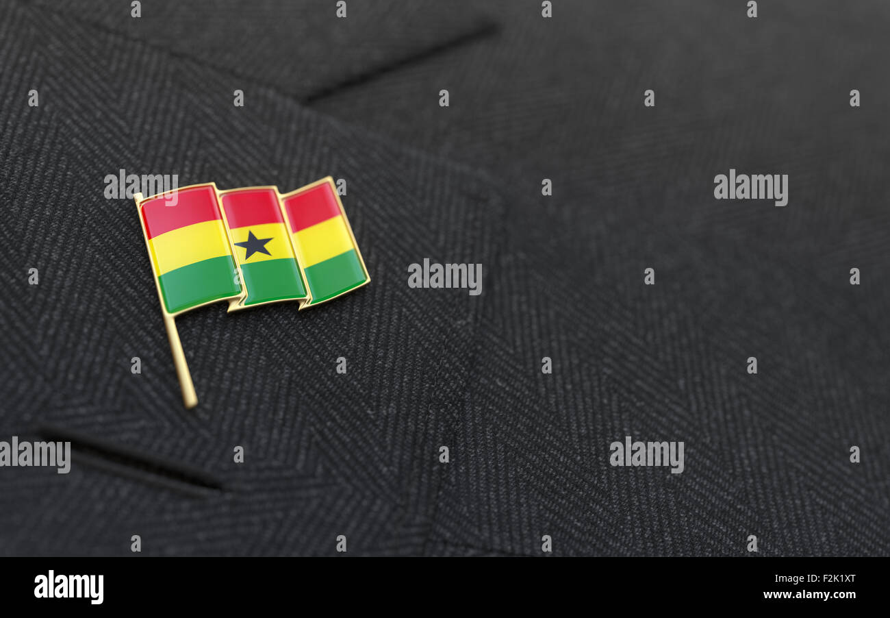Ghana flag lapel pin on the collar of a business suit jacket shows ...