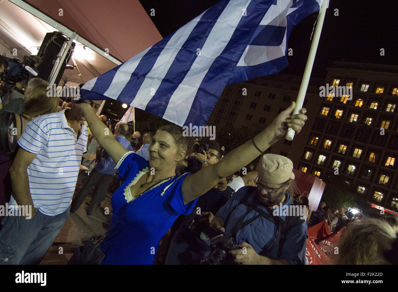 Athens, Greece. 20th Sep, 2015. SYRIZA leader ALEXIS TSIPRAS and PANOS ...