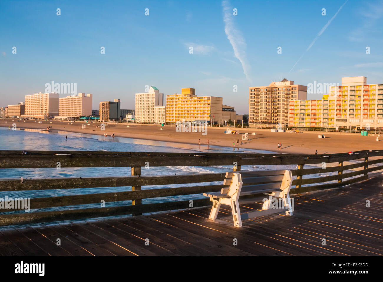 Virginia Beach boardwalk hotels and pier Stock Photo - Alamy