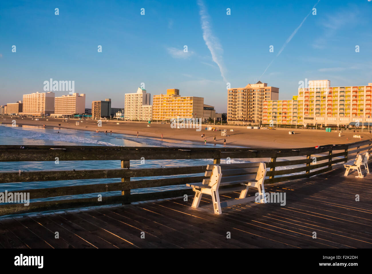 Virginia Beach boardwalk hotels at dawn Stock Photo - Alamy
