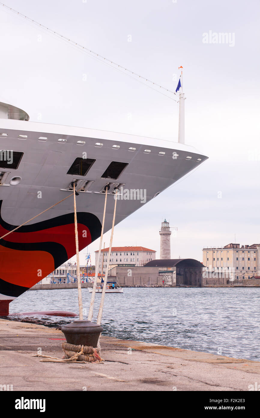 View of a ship docked in the Trieste pier, Italy Stock Photo - Alamy