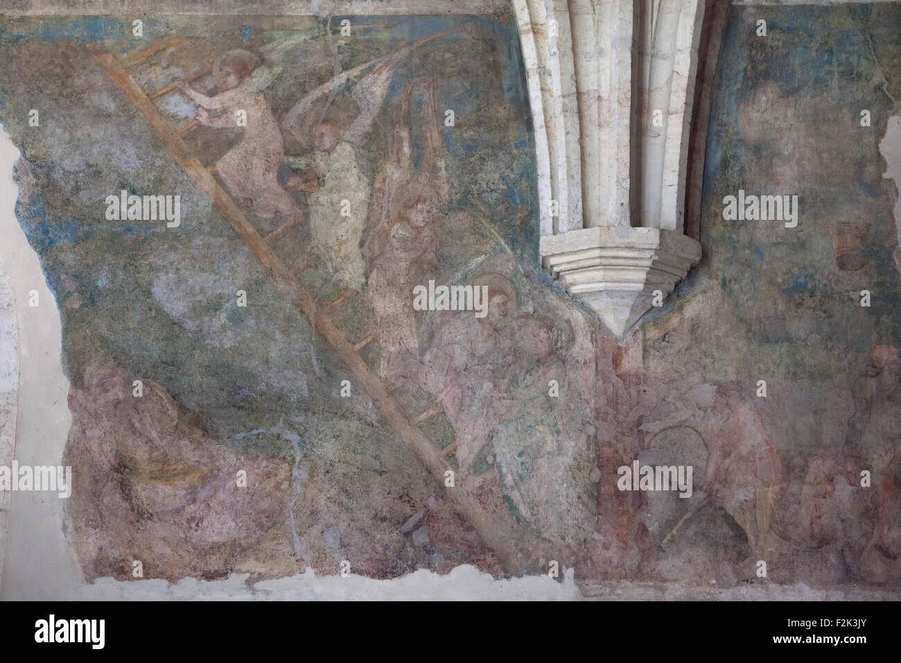 Jacob's Ladder. Gothic mural painting from the 14th century known as ...