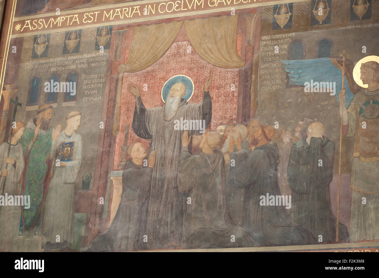 Death of Saint Benedict. Mural painting by the Beuron Art School from ...