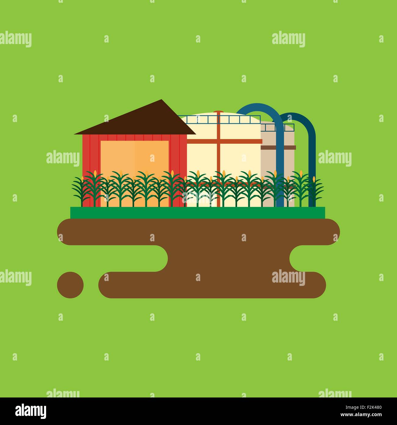Vector concept of biofuels refinery plant for processing natural ...