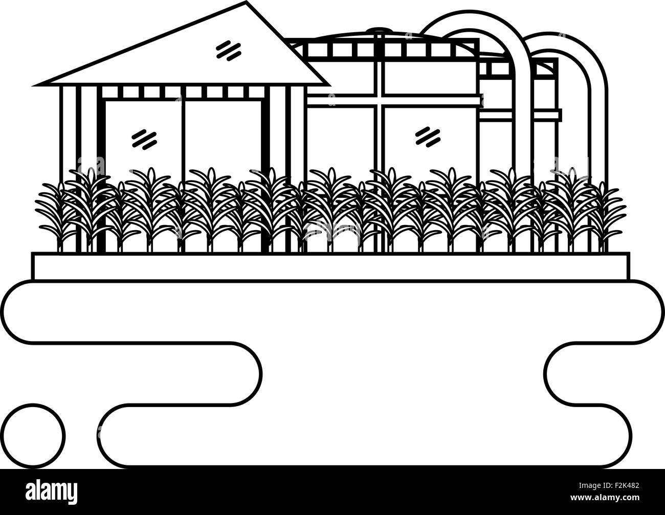 Vector concept of biofuels refinery plant for processing natural ...