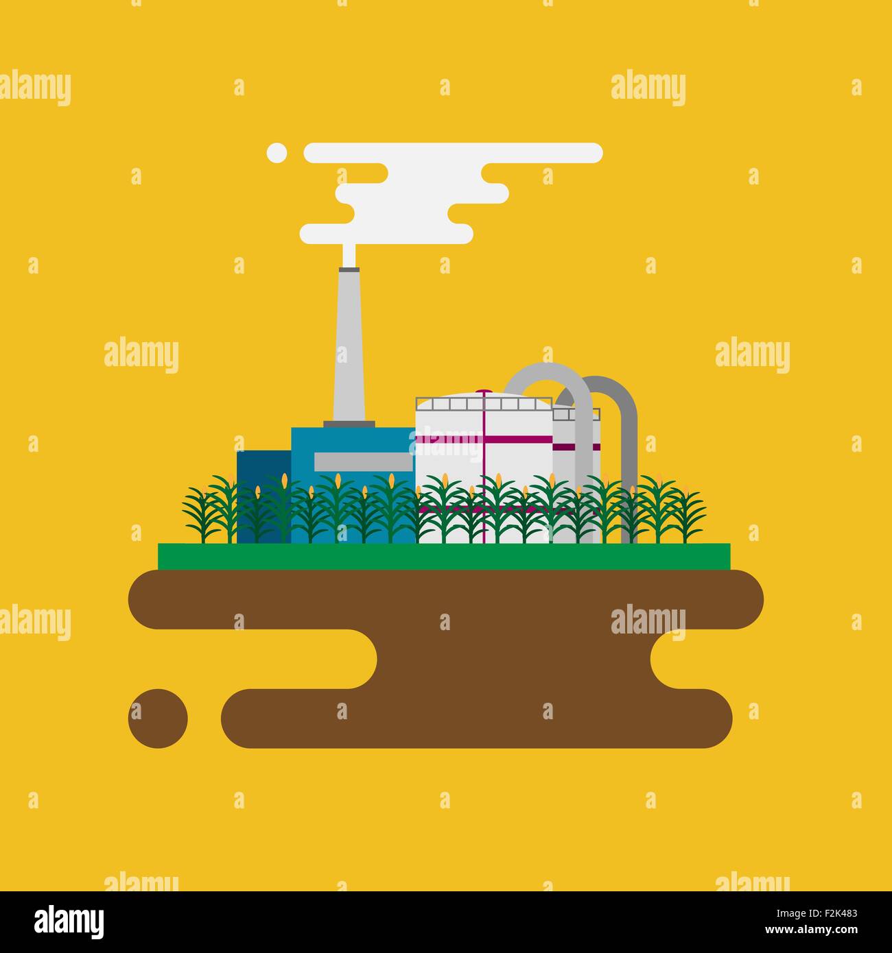 Vector concept of biofuels refinery plant for processing natural ...