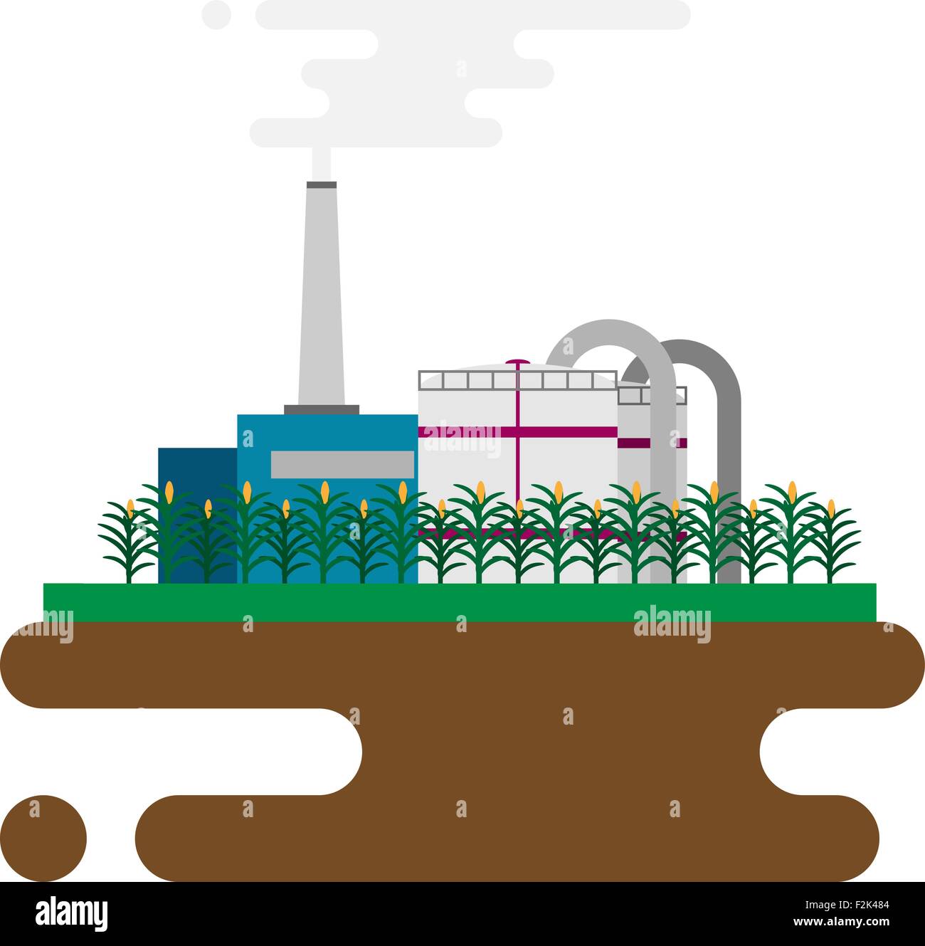 Vector concept of biofuels refinery plant for processing natural ...