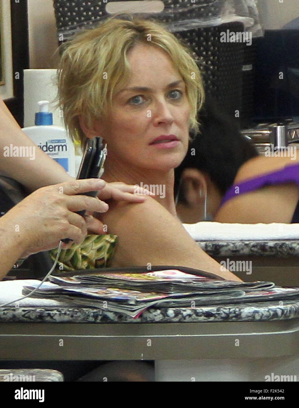 Sharon Stone gets pampered at a nail salon in Beverly Hills Featuring ...