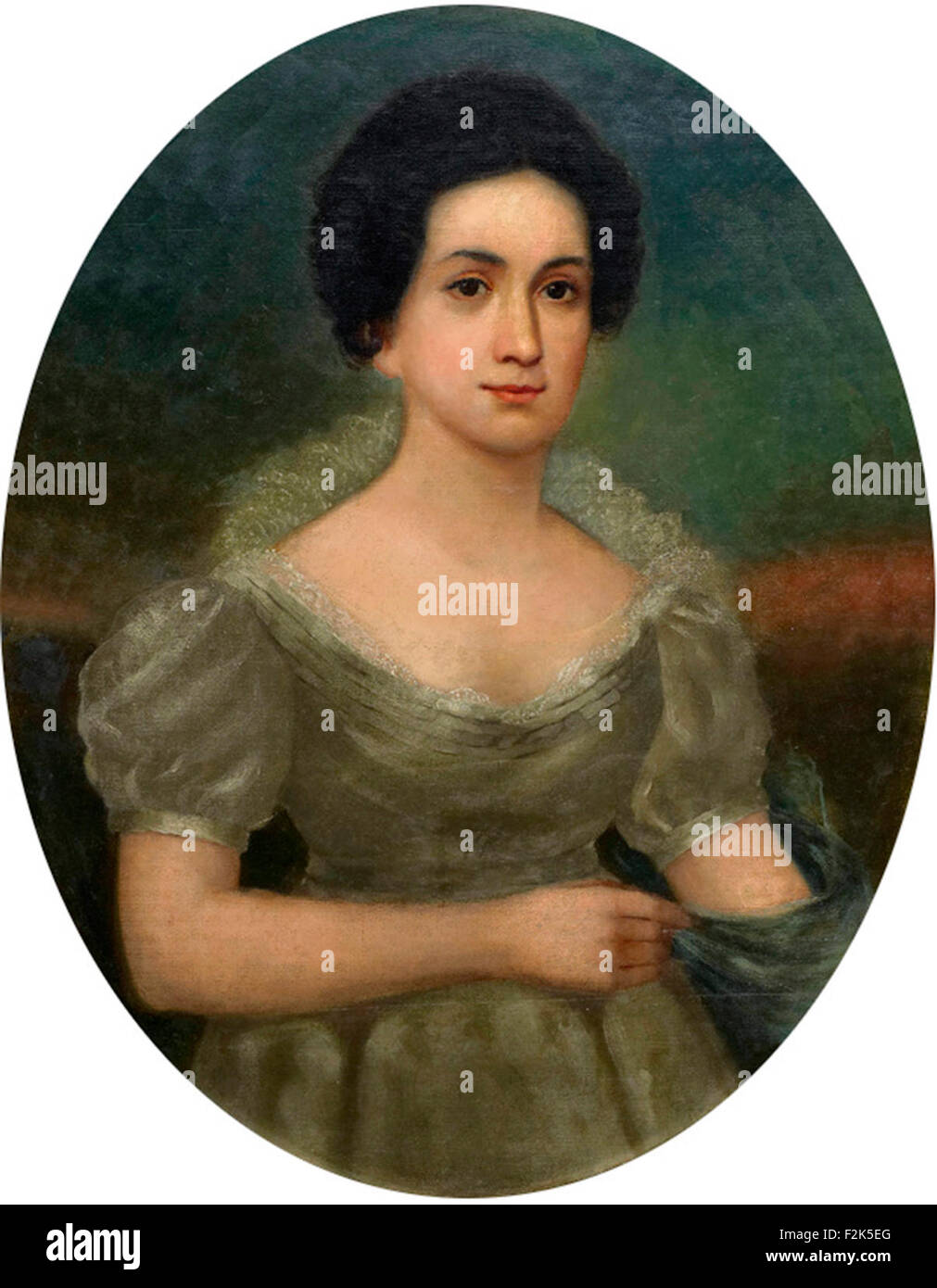 Oil portrait of Letitia Tyler (1790 - 1842), first wife of President ...