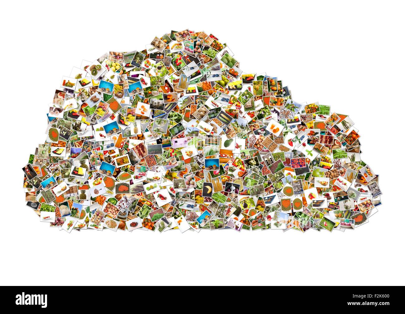 Cloud computing concept. Many photos inside a cloud isolated on white ...