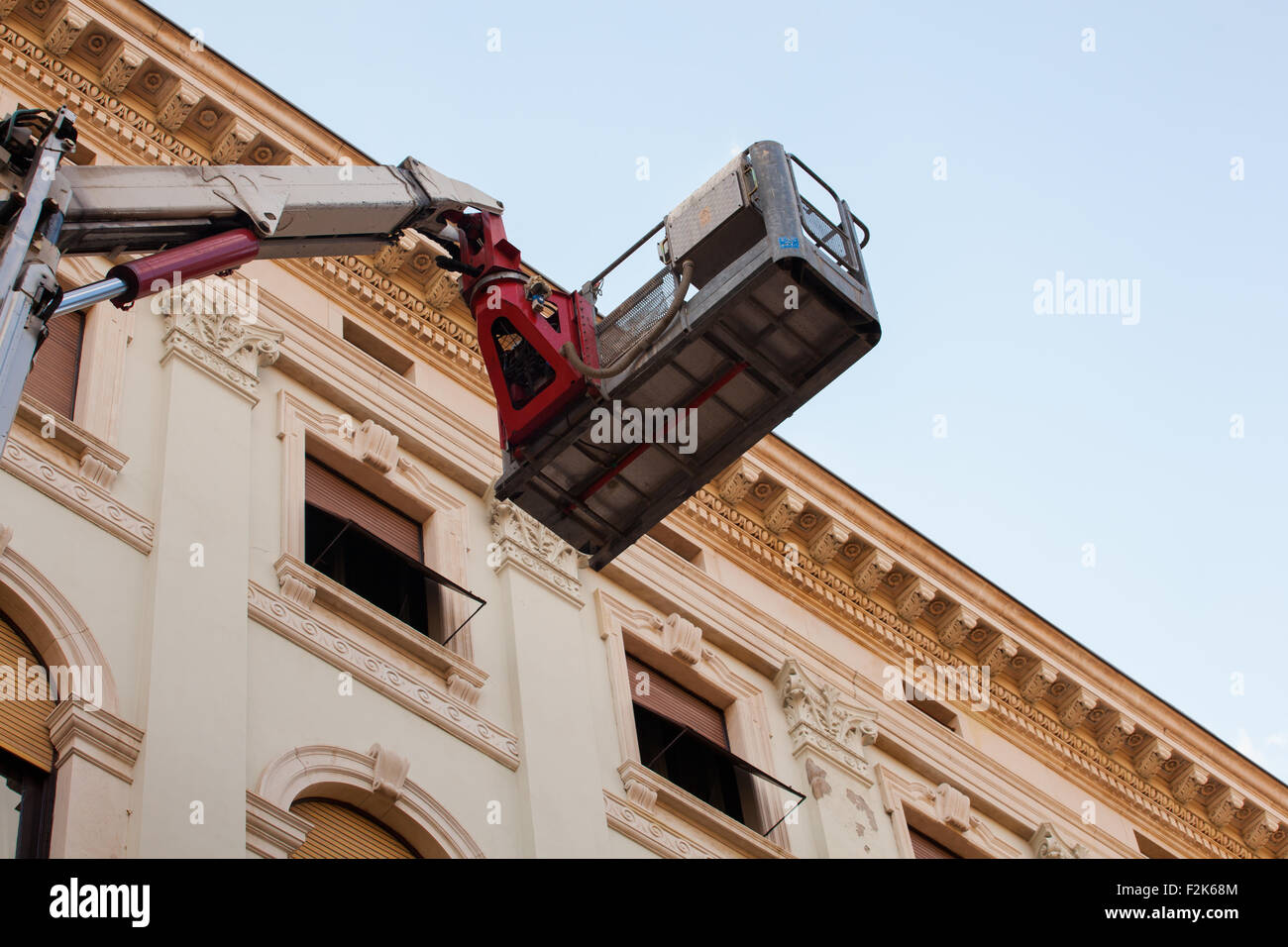 Mobile elevating work platform machine in action Stock Photo - Alamy
