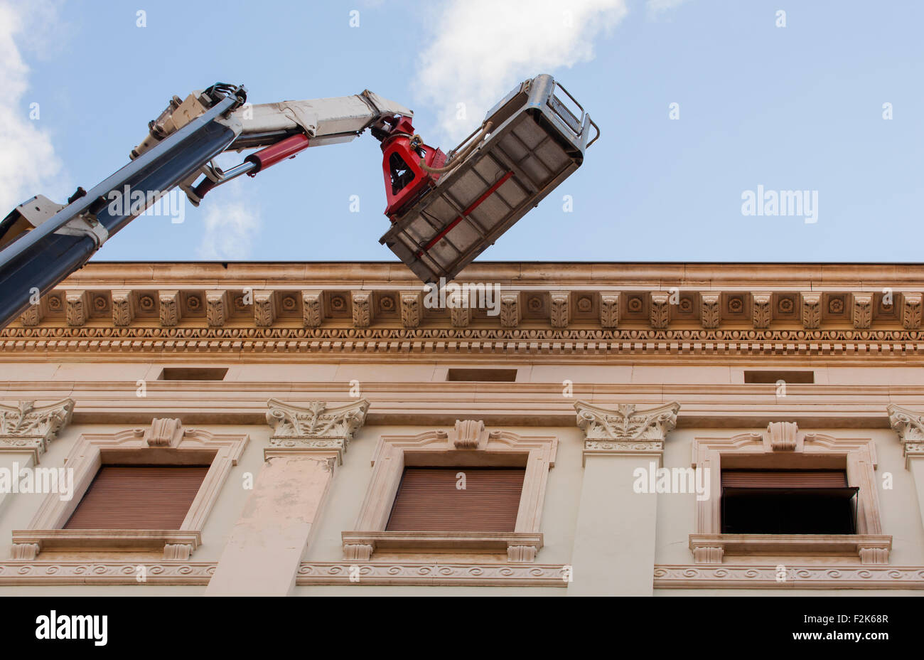 Mobile elevating work platform machine in action Stock Photo - Alamy