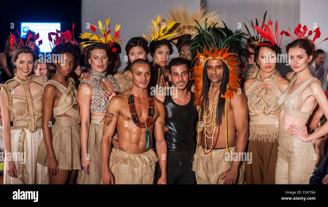 London, UK. 20 September 2015. Models and the designer Sebastian London ...