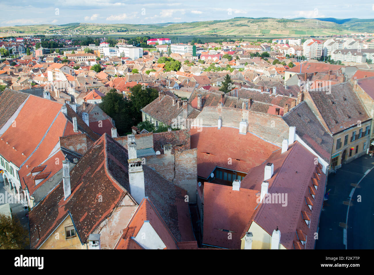 Aerial view of Sibiu(Hermanstadt), old german medieval city in Romania ...