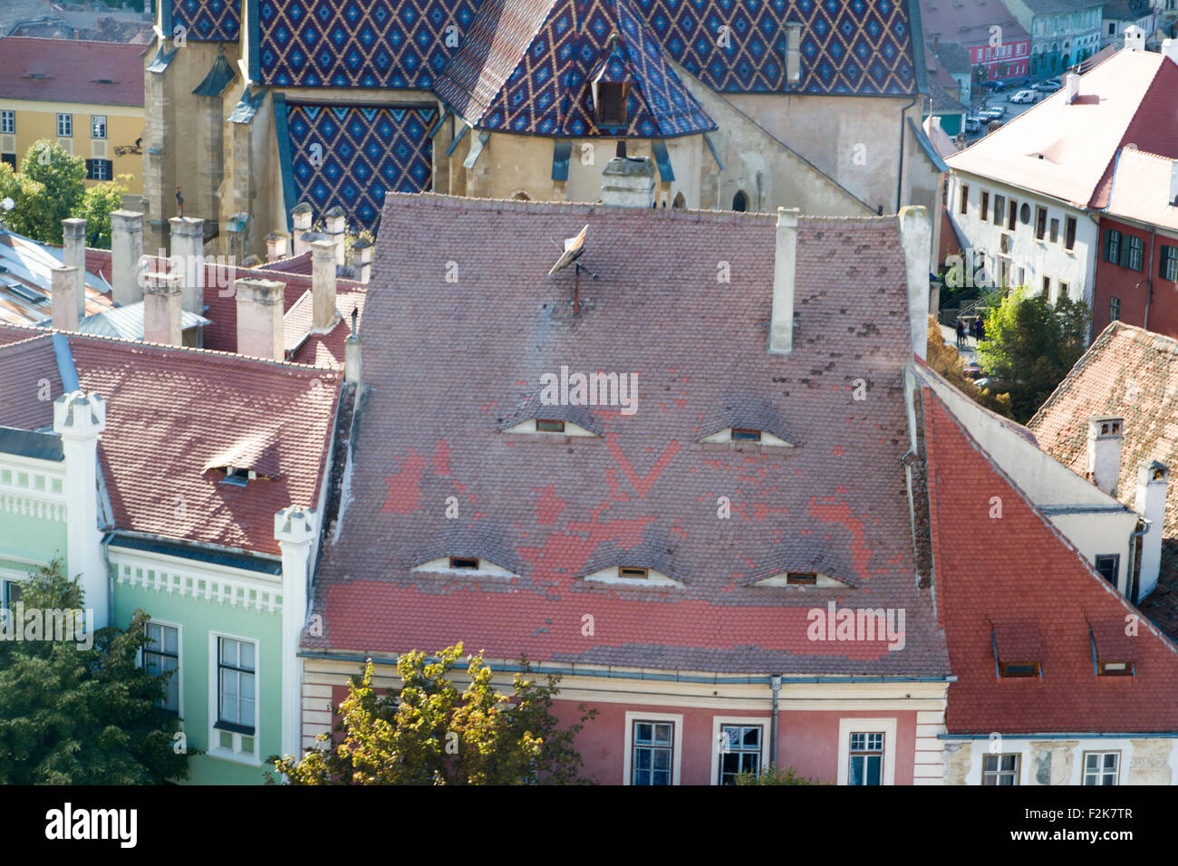 Aerial view of Sibiu(Hermanstadt), old german medieval city in Romania ...