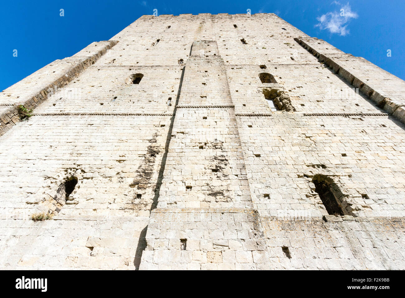 England. Portchester castle. View from base of Norman, medieval, 12th ...