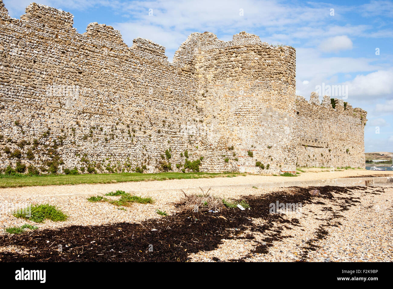 Portchester castle. Portus Adurni, Roman Saxon shore fort. View along ...