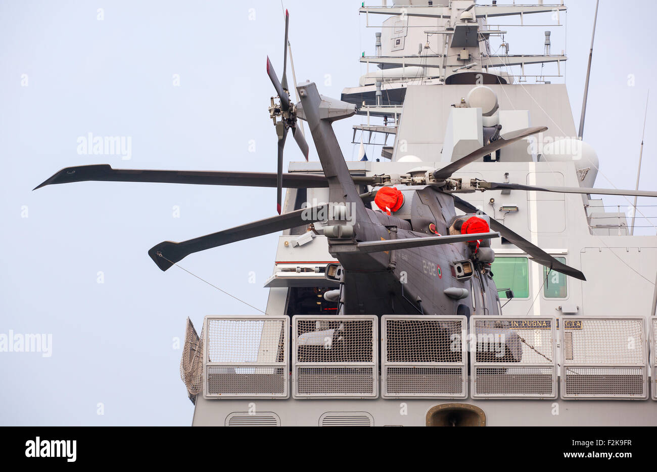 TRIESTE, ITALY - NOVEMBER, 02: View of helicopter on the the Frigata ...