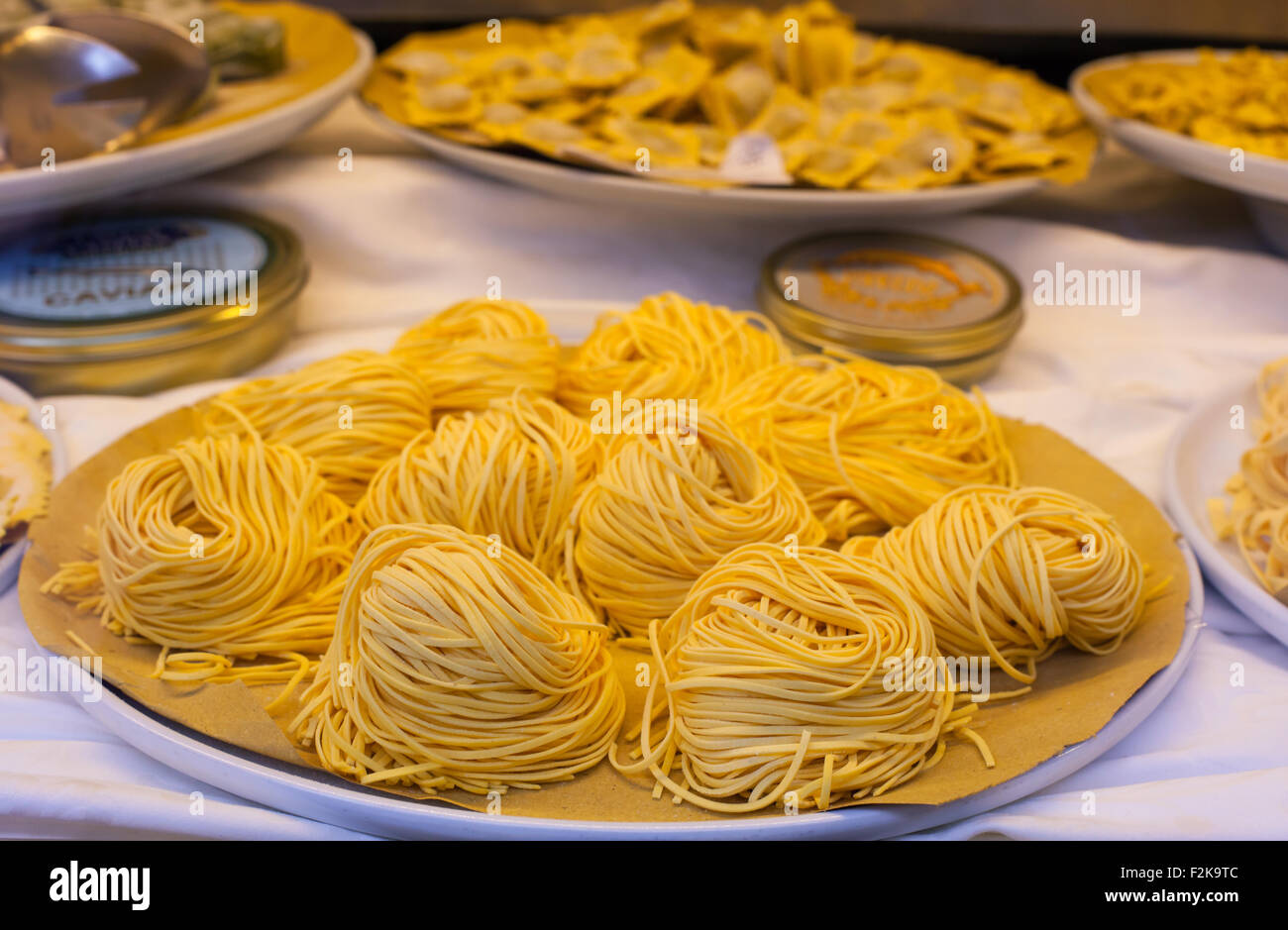 View of homemade Italian pasta on the plates Stock Photo - Alamy