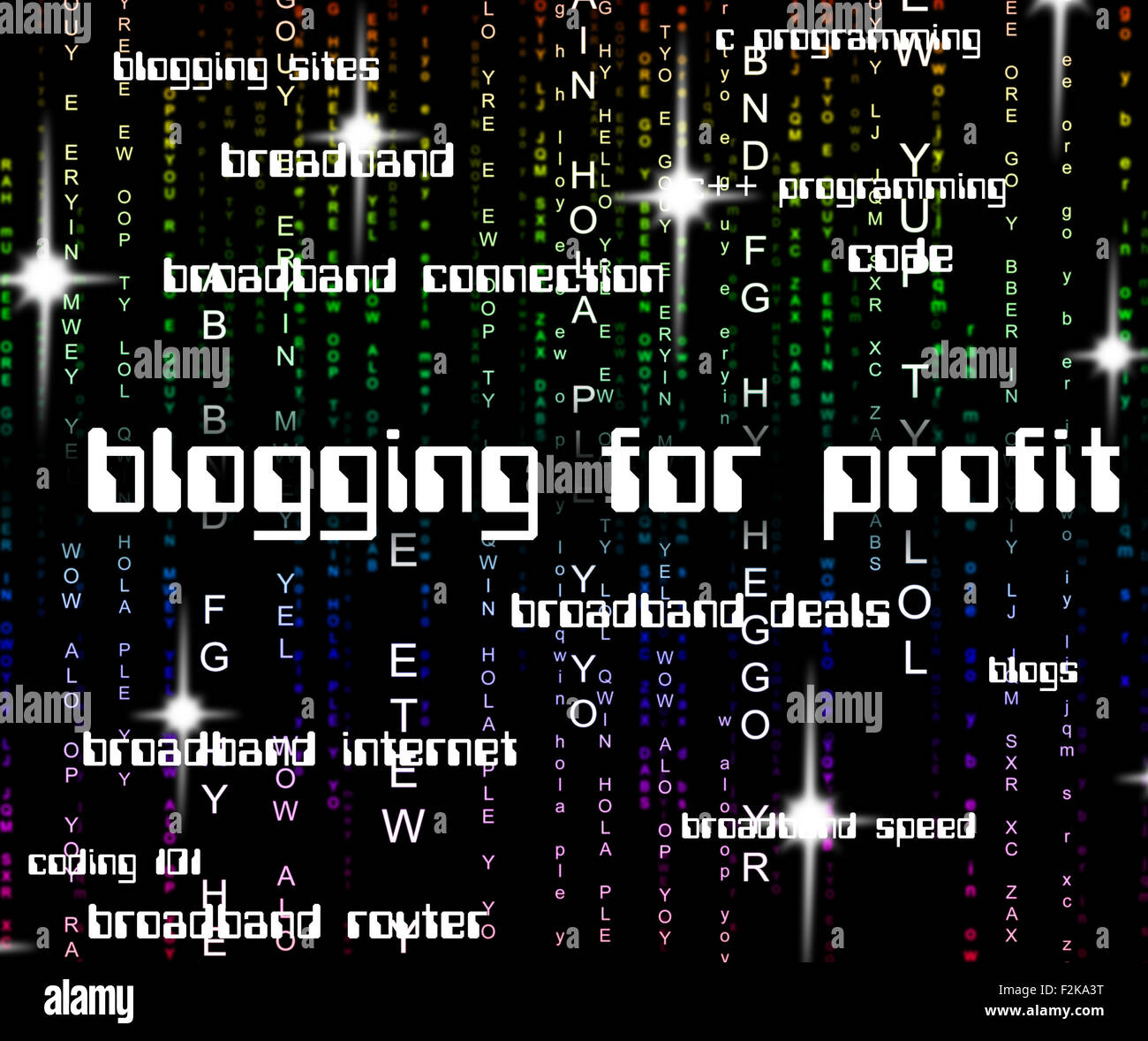 Blogging For Profit Indicating Lucrative Income And Online Stock Photo ...