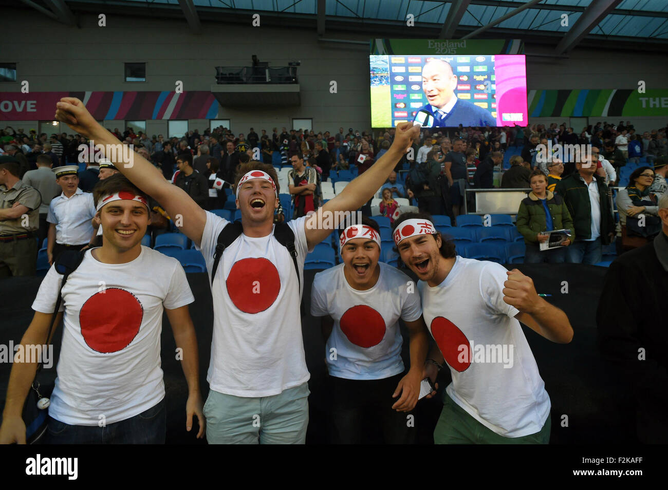 Brighton, UK. 19th Sep, 2015. Japan fans (JPN) Rugby : 2015 Rugby World ...