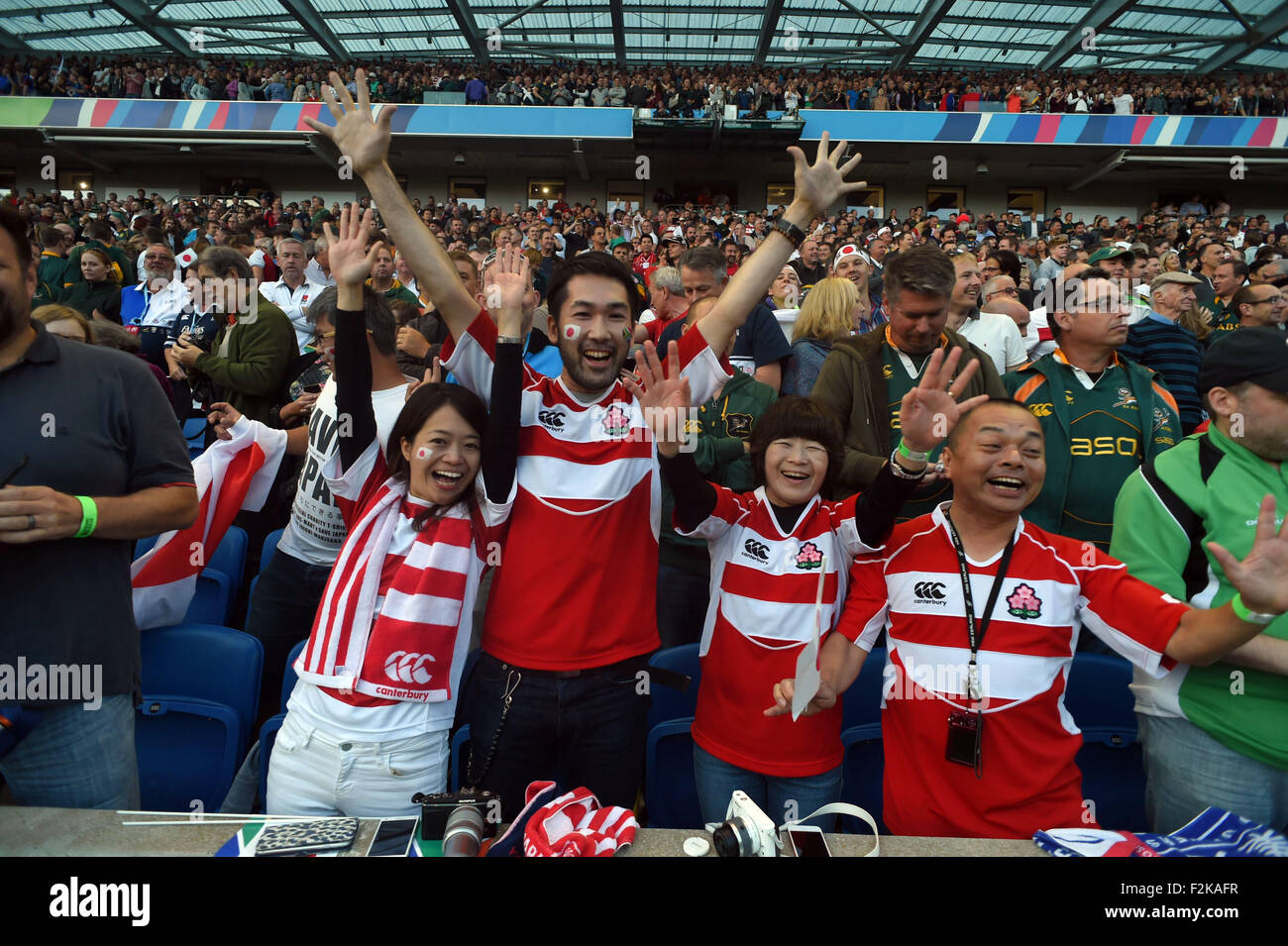 Brighton, UK. 19th Sep, 2015. Japan fans (JPN) Rugby : 2015 Rugby World ...