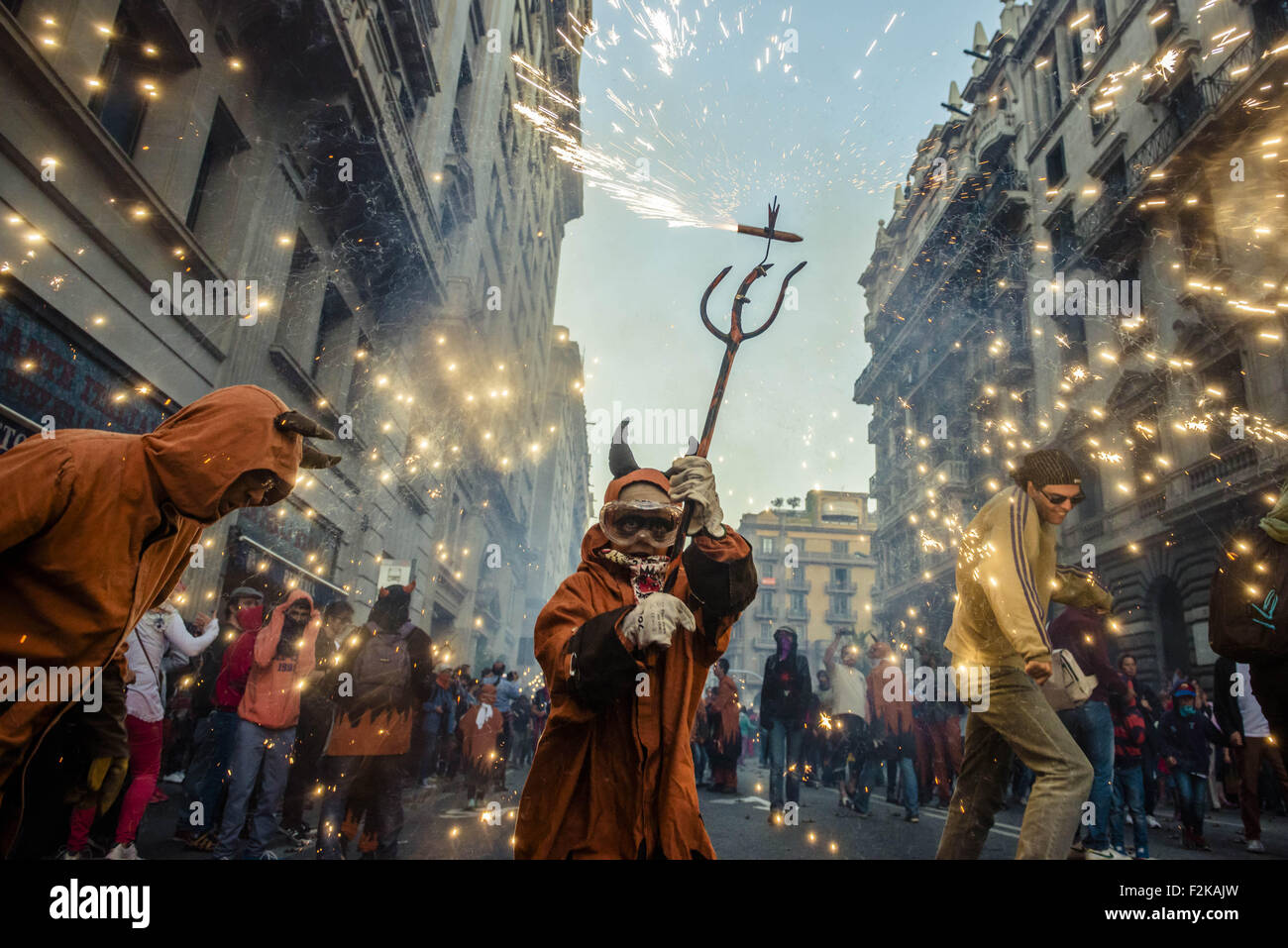 Barcelona, Catalonia, Spain. 20th Sep, 2015. Children in devil costumes ...
