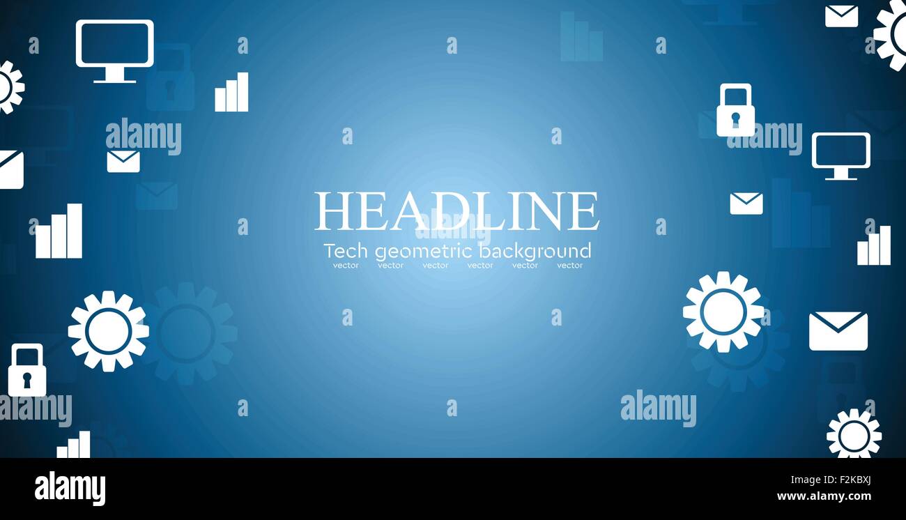 Abstract tech design with social informative web icons. Vector ...