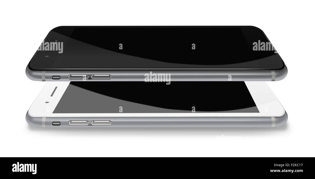 Fashionable phones realistic smartphones with black screen and shadows ...