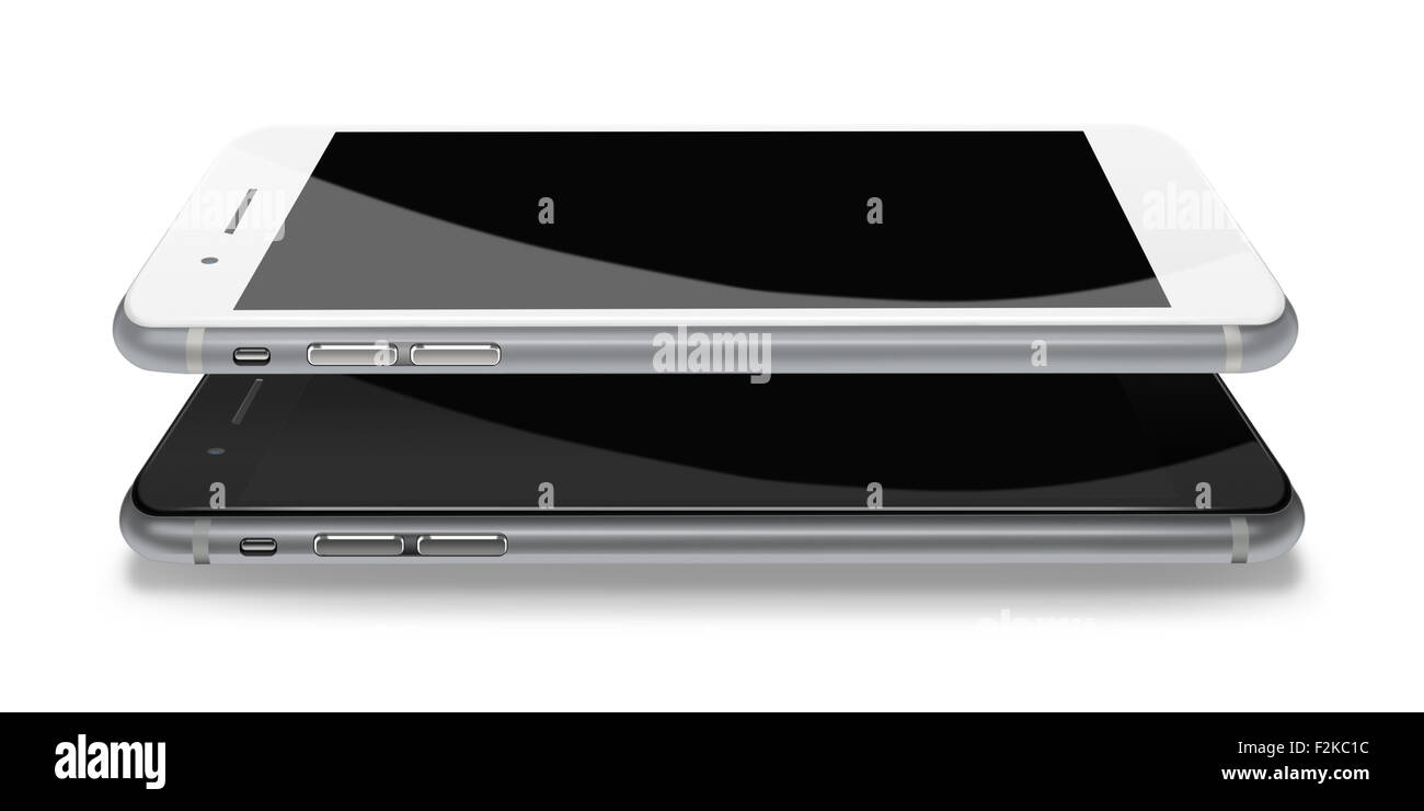 Fashionable phones realistic smartphones with black screen and shadows ...