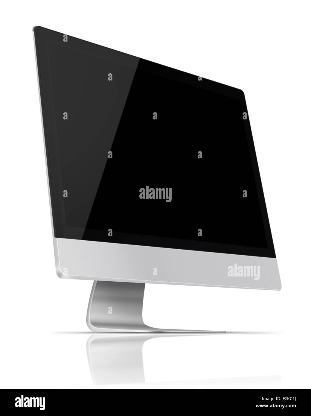 Modern flat screen computer monitor with empty screen and reflection ...