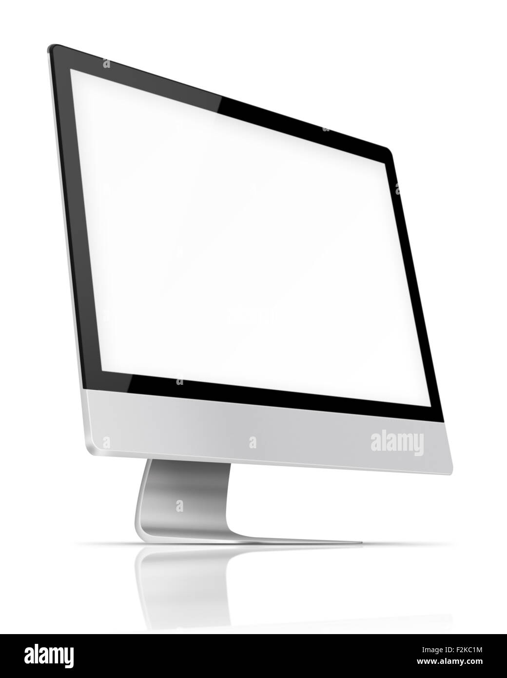 Modern flat screen computer monitor with blank screen and reflection ...