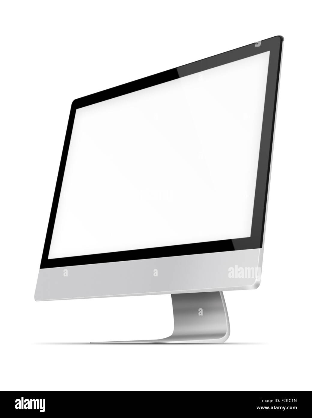 Modern flat screen computer monitor with blank screen isolated on white ...