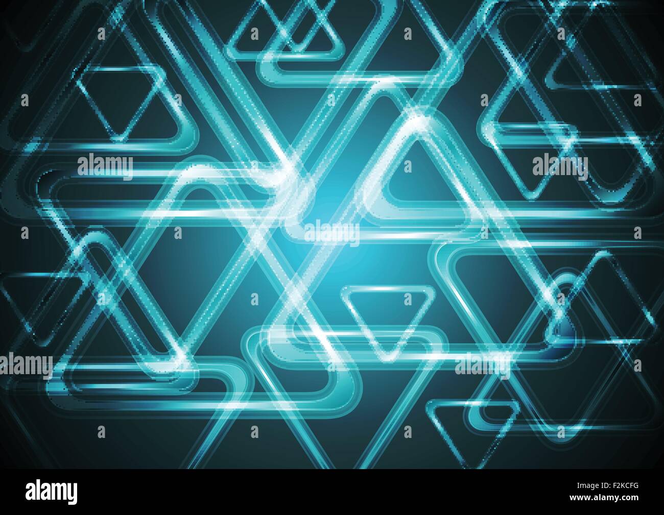Dark cyan glowing triangles. Tech geometric background. Vector art ...