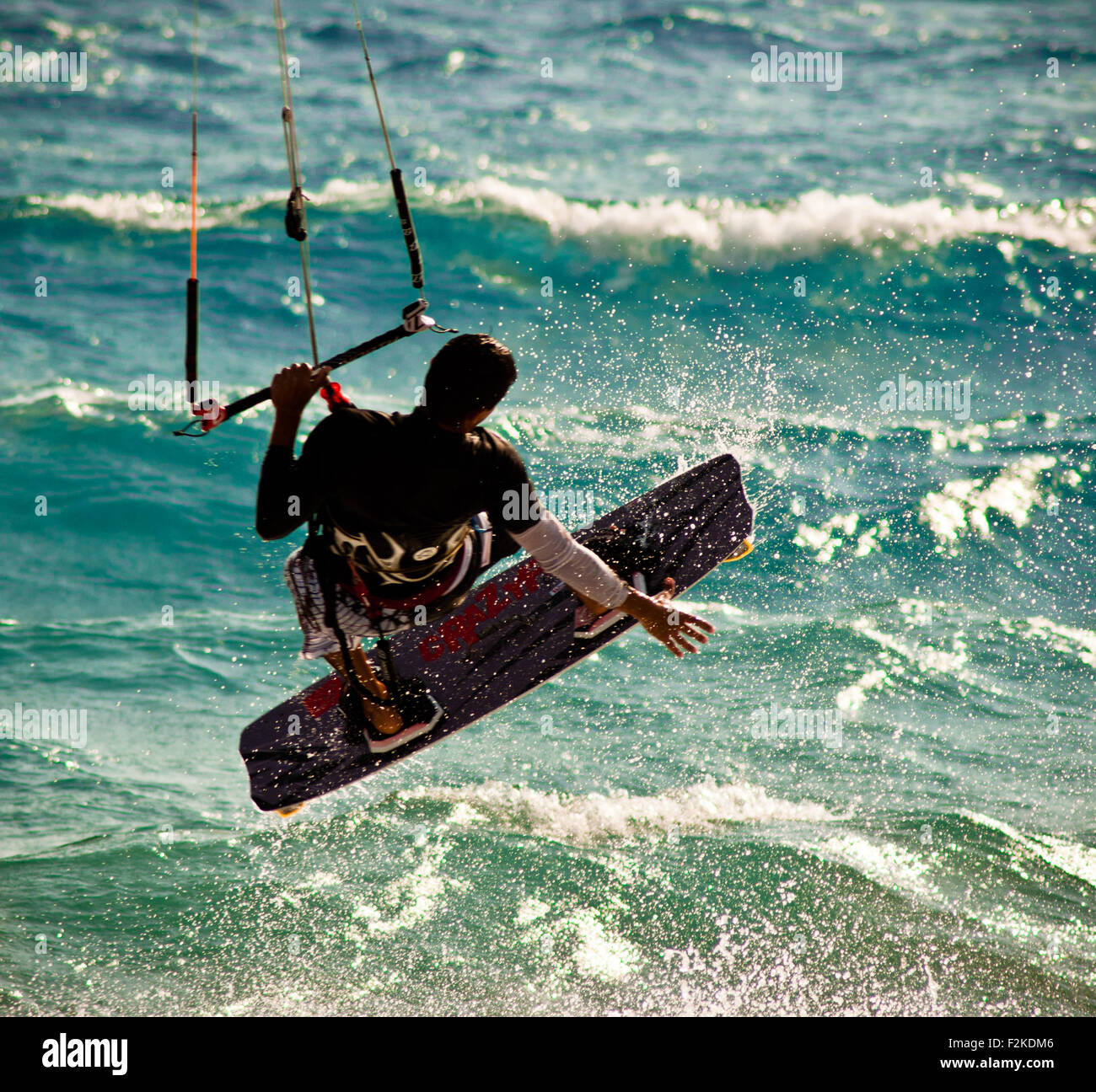 Spectacular kitesurfing in the crystal bays of Cyprus Stock Photo - Alamy