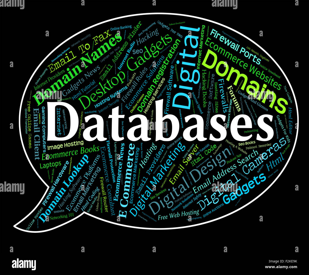 Databases Word Meaning Byte Words And Dataflow Stock Photo - Alamy