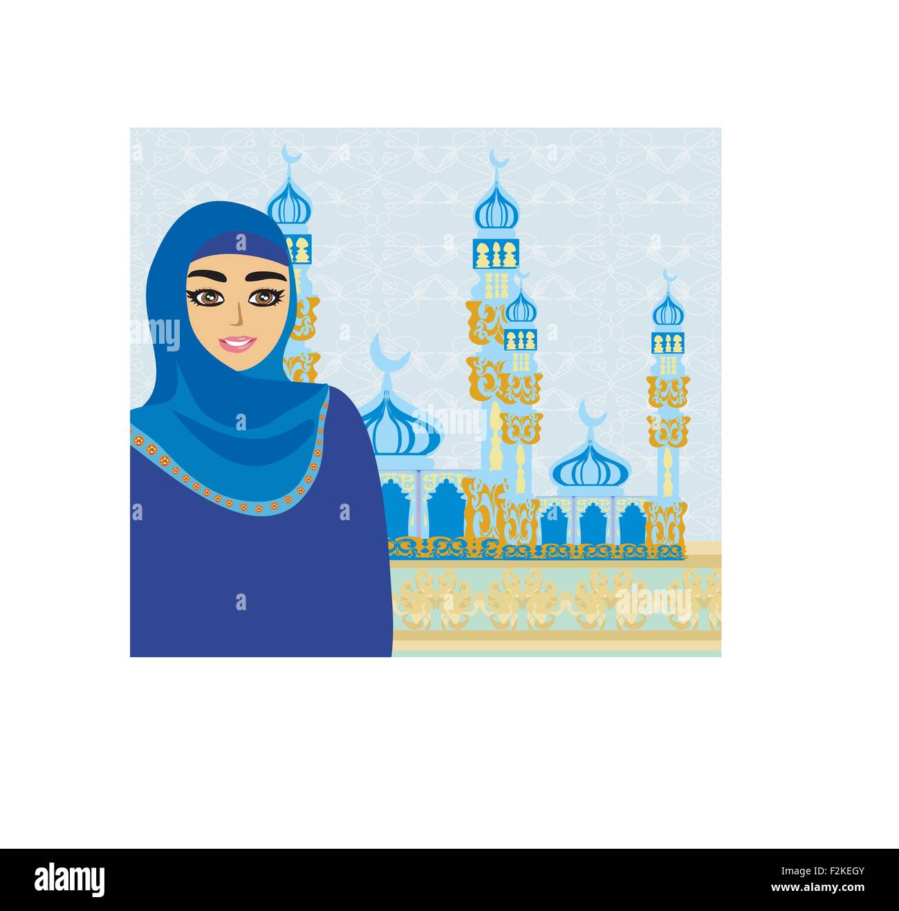 beautiful muslim women on mosque background Stock Vector Image & Art ...